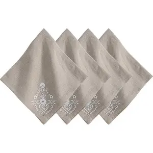 JULISKA Heidi Set Of 4 Embroidered Linen Napkins - Natural