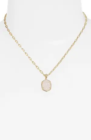 Kendra Scott Daphne Pavé Frame Pendant Necklace - Gold Iridescent Drusy