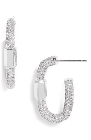 Kendra Scott Emery Hoop Earrings - Rhodium White Crystal