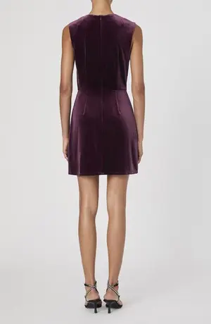 French Connection Square Neck Velvet Mini Dress - Burgundy Red