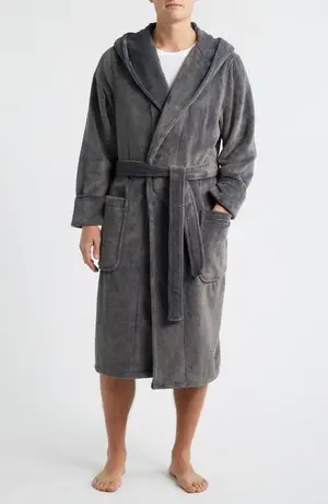 Nordstrom Fleece Hooded Robe - Grey Magnet