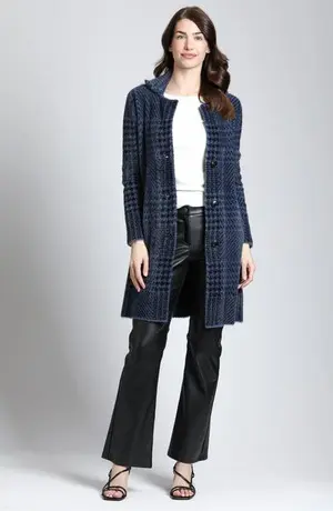 APNY Plush Houndstooth Longline Jacket