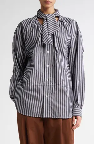 MERYLL ROGGE Boule Tie Neck Button-up Shirt