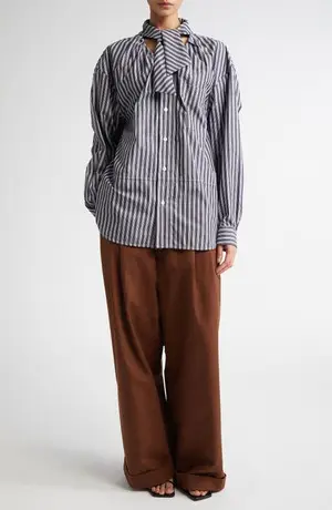 MERYLL ROGGE Boule Tie Neck Button-up Shirt