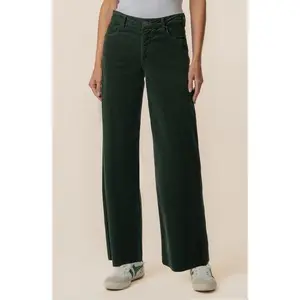 Kut From The Kloth Meg Fab Ab High Waist Wide Leg Corduroy Pants - Evergreen