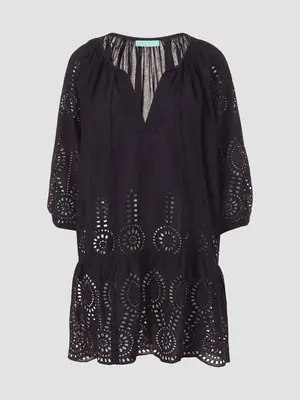 Melissa Odabash Ashley Eyelet Cotton Cover-up Minidress - Black