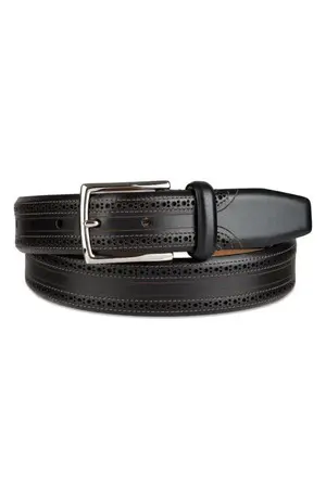 Cole Haan Brogue Leather Belt - Black