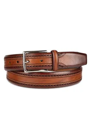 Cole Haan Brogue Leather Belt - Tan