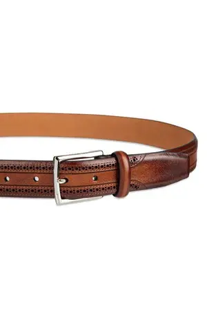 Cole Haan Brogue Leather Belt - Tan