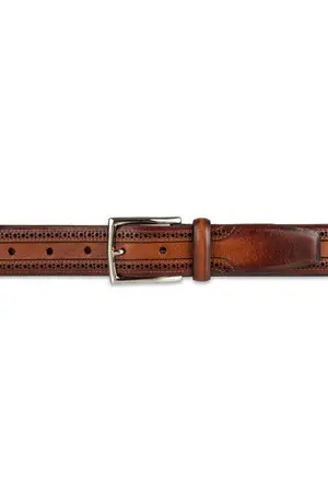 Cole Haan Brogue Leather Belt - Tan