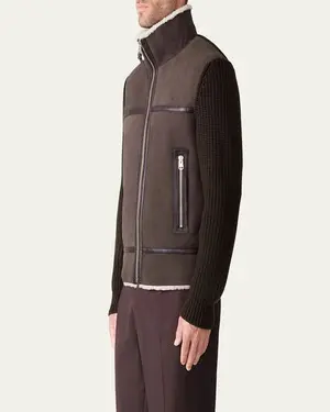 Mackage Jonathan Mixed-media Shearling Jacket - Coffee-nat