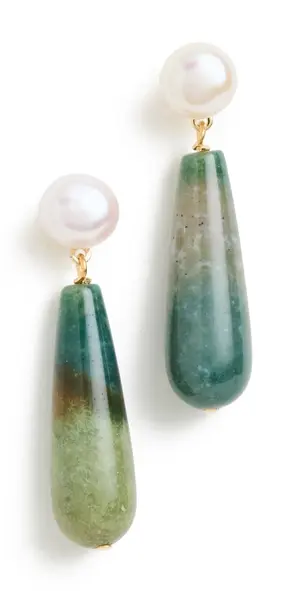 Shashi Linnea Gemstone Drop Earrings - Pearl