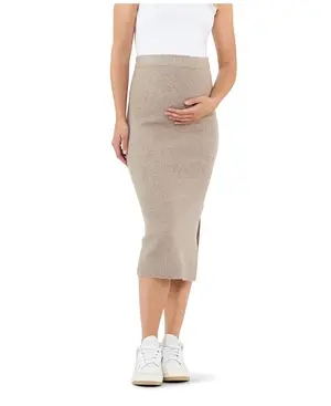 RIPE MATERNITY Dani Knit Midi Skirt - Latte
