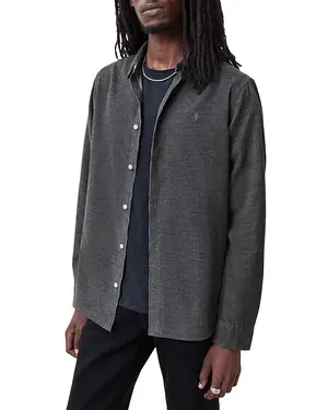 ALLSAINTS Lorella Relaxed Fit Textured Shirt Asher Grey