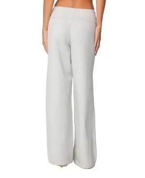 EDIKTED Russell Straight Leg Knit Pants - Light Gray