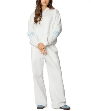 EDIKTED Bonney Bow Detail Sweatpants - Cream