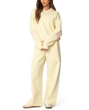 EDIKTED Bonney Bow Detail Sweatpants - Yellow