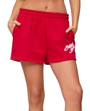 EDIKTED Sporty Sweat Shorts - Red