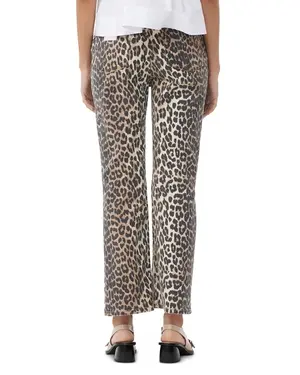 GANNI Print Cropped Jeans - Leopard