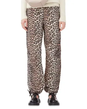GANNI Leopard Print Drawstring Pants
