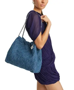 Tory Burch Fleming Hobo Bag - Denim/silver