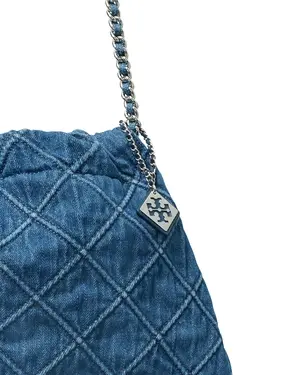 Tory Burch Fleming Hobo Bag - Denim/silver
