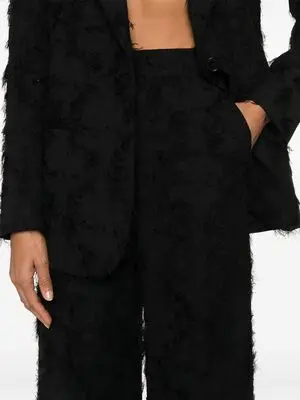 NISSA Patterned Jacquard Wide Leg Trousers - Black