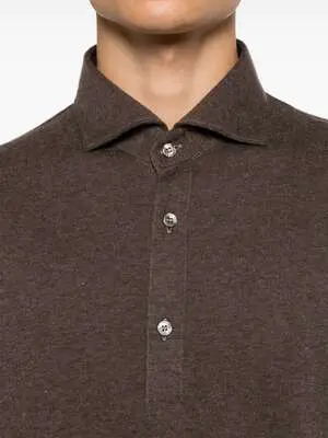 ORIAN Jersey Polo Shirt - Brown