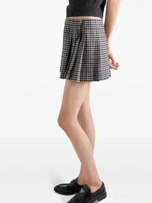 Prada Checked Wool Mini Skirt
