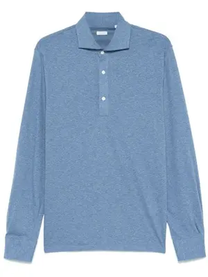 ORIAN Mélange-effect Polo Shirt - Blue