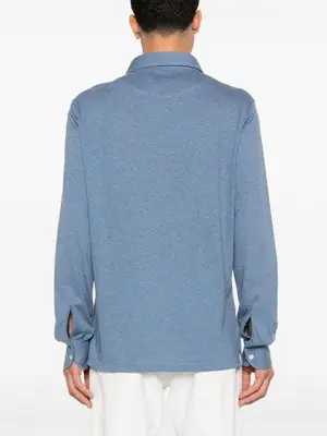ORIAN Mélange-effect Polo Shirt - Blue