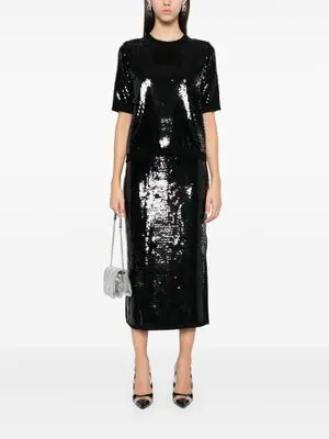 TWINSET Sequinned Midi Skirt - Black