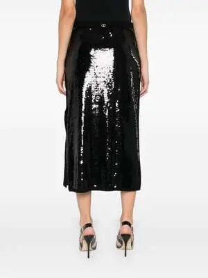 TWINSET Sequinned Midi Skirt - Black