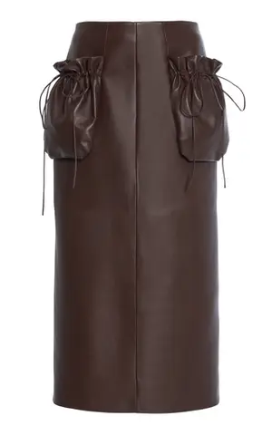 DEL CORE Pocket-detailed Leather Midi Skirt