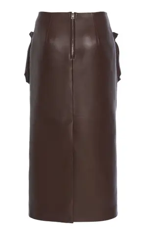 DEL CORE Pocket-detailed Leather Midi Skirt