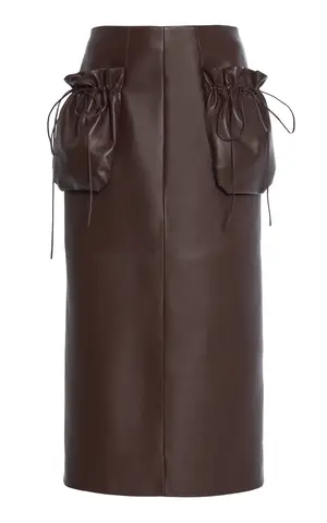 DEL CORE Pocket-detailed Leather Midi Skirt