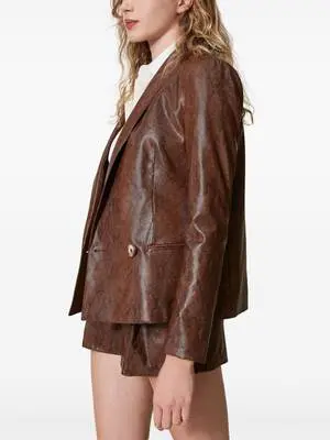 TWINSET Lizard-skin Effect Faux Leather Blazer