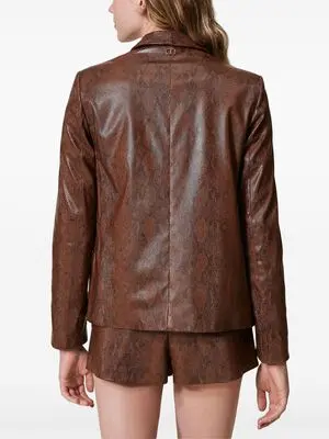 TWINSET Lizard-skin Effect Faux Leather Blazer