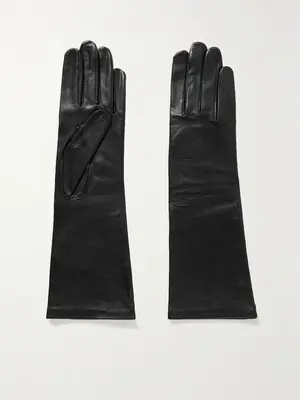 AGNELLE Celia Leather Gloves - Black