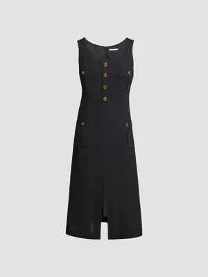 Santorelli Virgin Wool A-line Midi-dress
