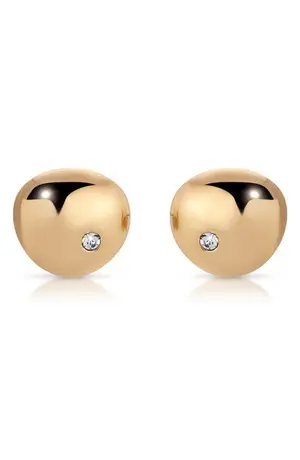 Ettika Polished Pebble Cubic Zirconia Stud Earrings - Gold