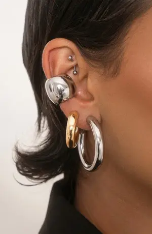 Ettika Chunky Ear Cuff - Rhodium