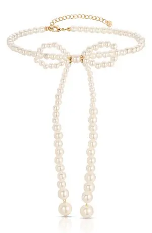 ETTIKA Ettika Faux Pearl Bow Choker Necklace