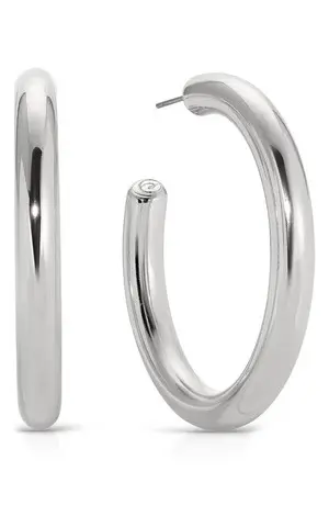 Ettika Classic Hoop Earrings - Rhodium