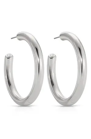 Ettika Classic Hoop Earrings - Rhodium
