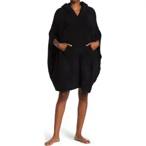 Barefoot Dreams Cozychic® Ribbed Hooded Poncho - Black