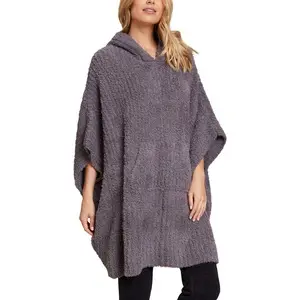 Barefoot Dreams Cozychic® Ribbed Hooded Poncho - Carbon