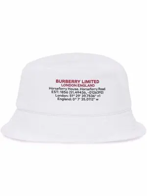 Burberry Location Print Bucket Hat - White