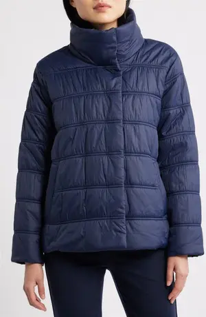 Eileen Fisher High Collar Puffer Coat