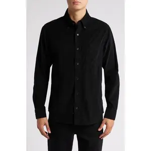 SCHOTT Pinwale Corduroy Button Down Shirt - Black